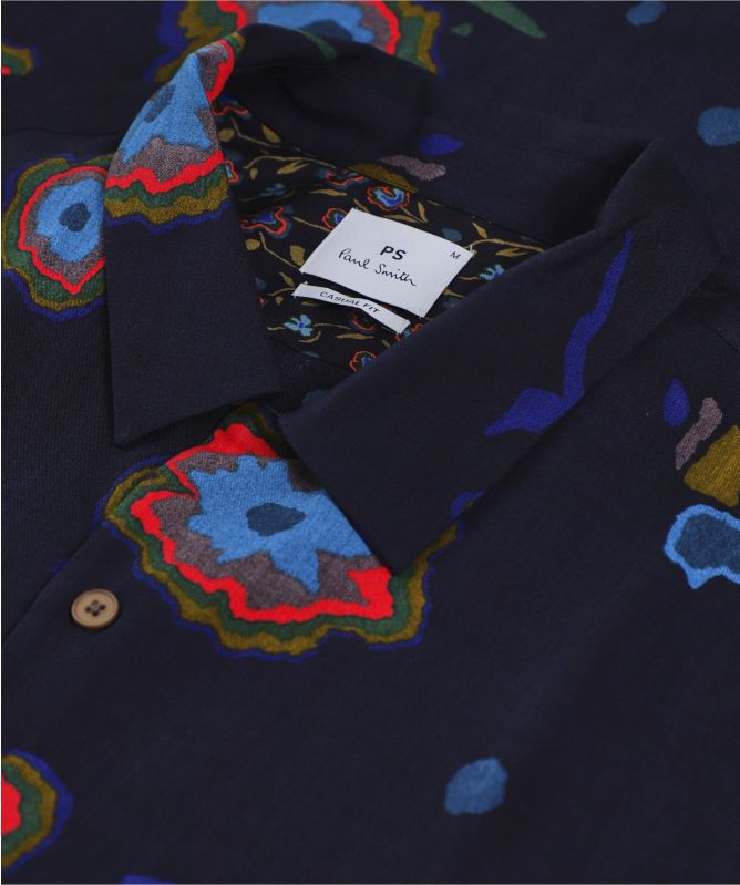 PS by Paul Smith Navy Casual Fit Floral Short Sleeve Shirt | Jules B