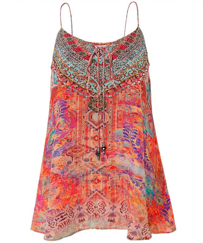 Inoa Orange Modena Silk Shoe String Cami | Jules B