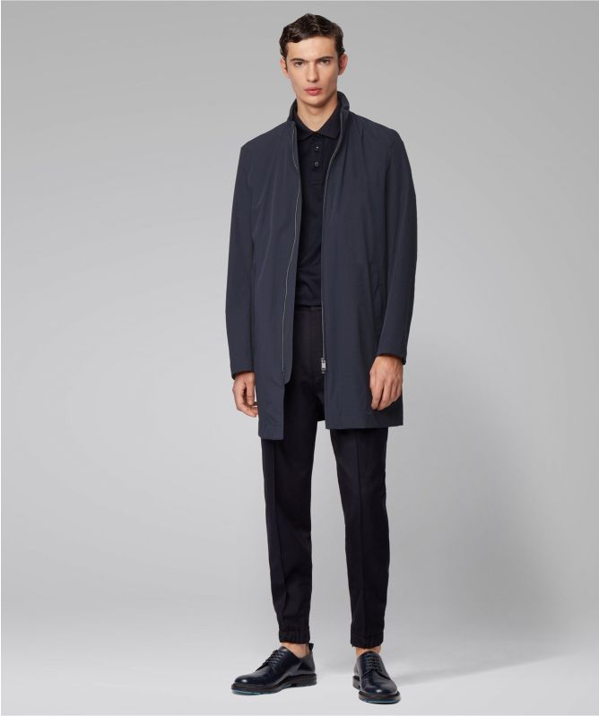 BOSS Navy Slim Fit Water-Repellent Deean Coat | Jules B