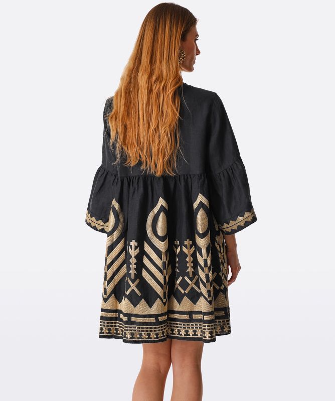 Greek Archaic Kori Linen Feather Dress | Jules B