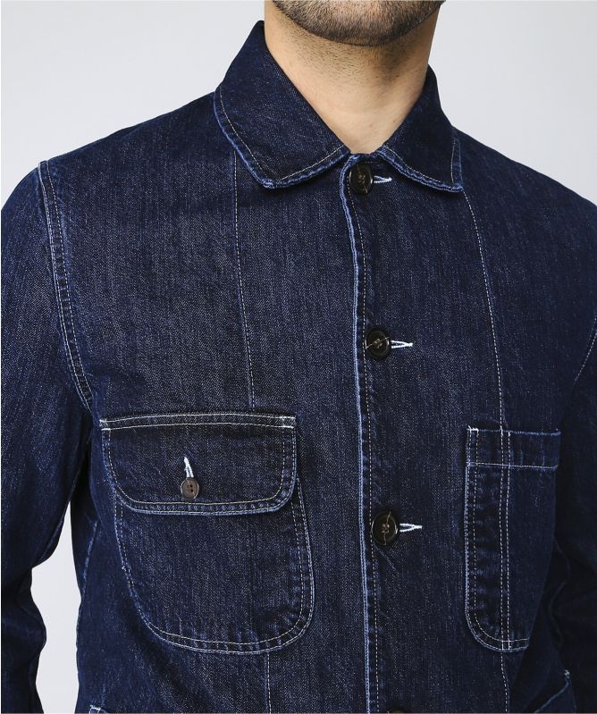 Universal Works Navy Selvedge Denim DR Work Jacket | Jules B