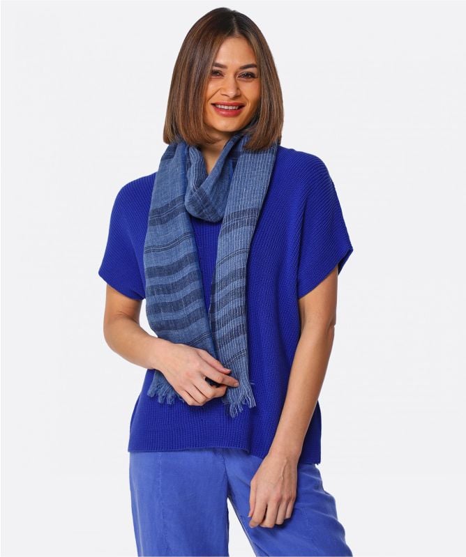 Oska Blue Linen Scarf | Jules B