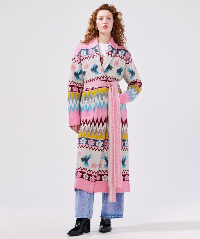 Hayley Menzies Merino Charming Birds Long Cardigan | Jules B