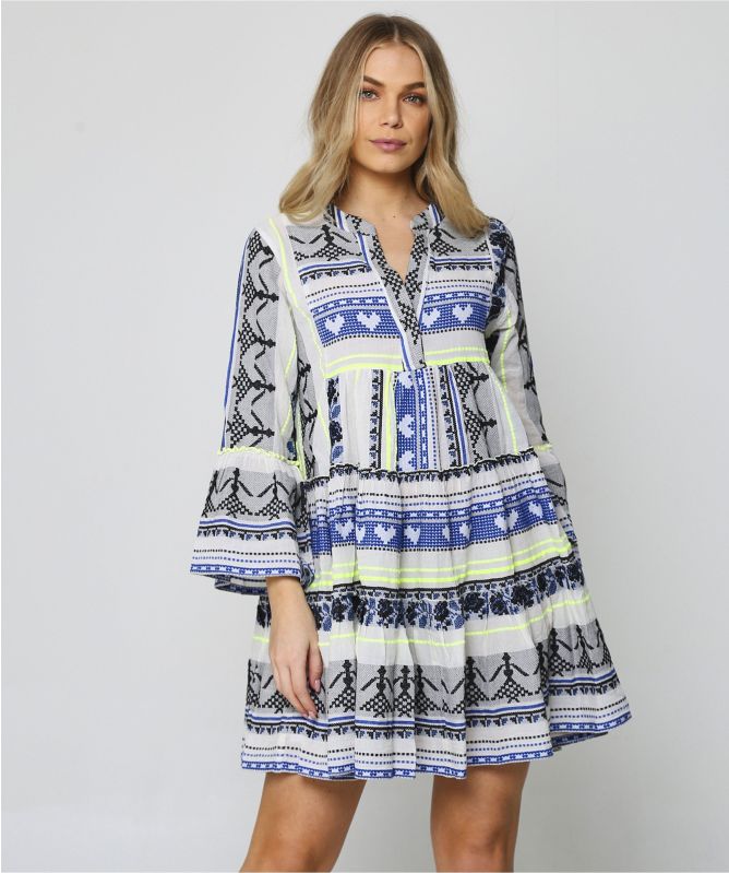 Devotion Blue Embroidered Mini Dress | Jules B