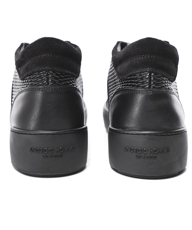Android Homme Black Woven Propulsion Mid Geo Trainers | Jules B