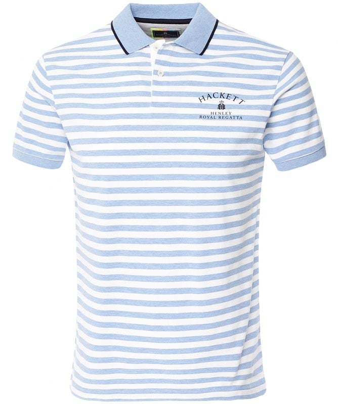 Hackett Blue Striped Henley Royal Regatta Polo Shirt | Jules B
