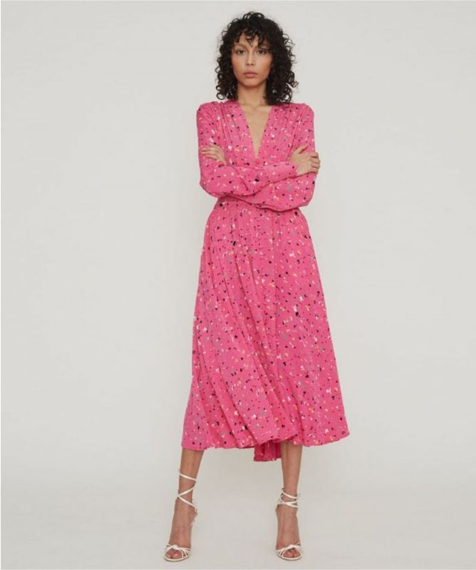 ROTATE Pink Tracy Printed Long Dress | Jules B