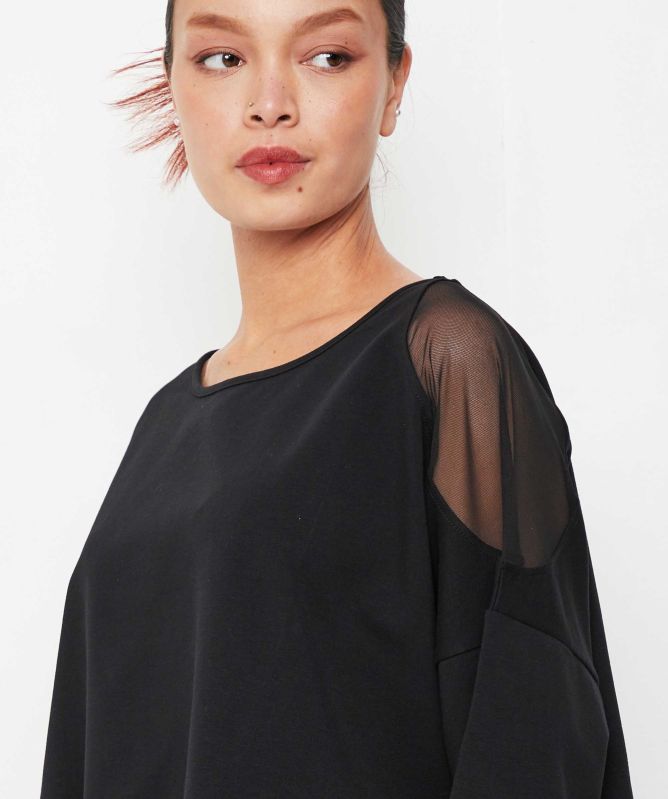 Philomena Christ Asymmetric Mesh Crop Top | Jules B