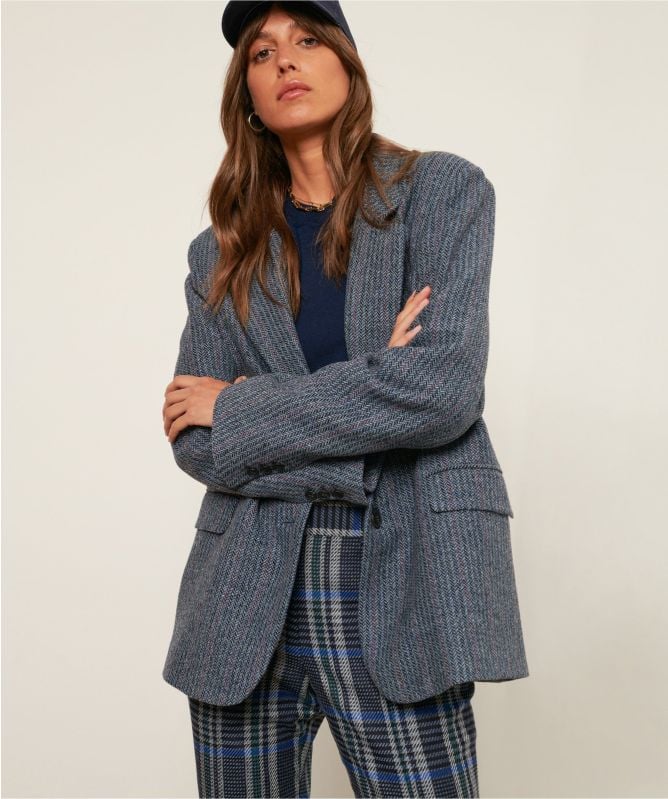 Chloé Stora Gloria Herringbone Wool Blend Blazer | Jules B