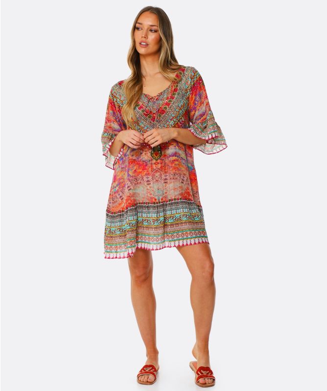Inoa Orange Modena Silk Gypsy Dress | Jules B