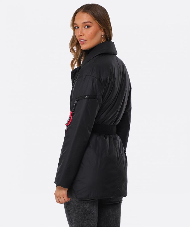Creenstone Black Belted Puffer Jacket | Jules B