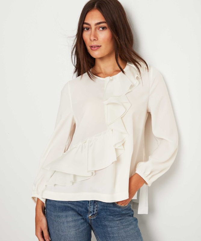 High White Flutter Blouse | Jules B