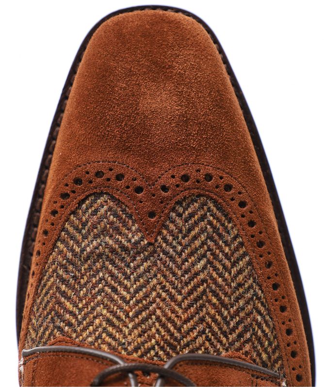 Barker Brown Suede Tweed Jackson Derby Shoes