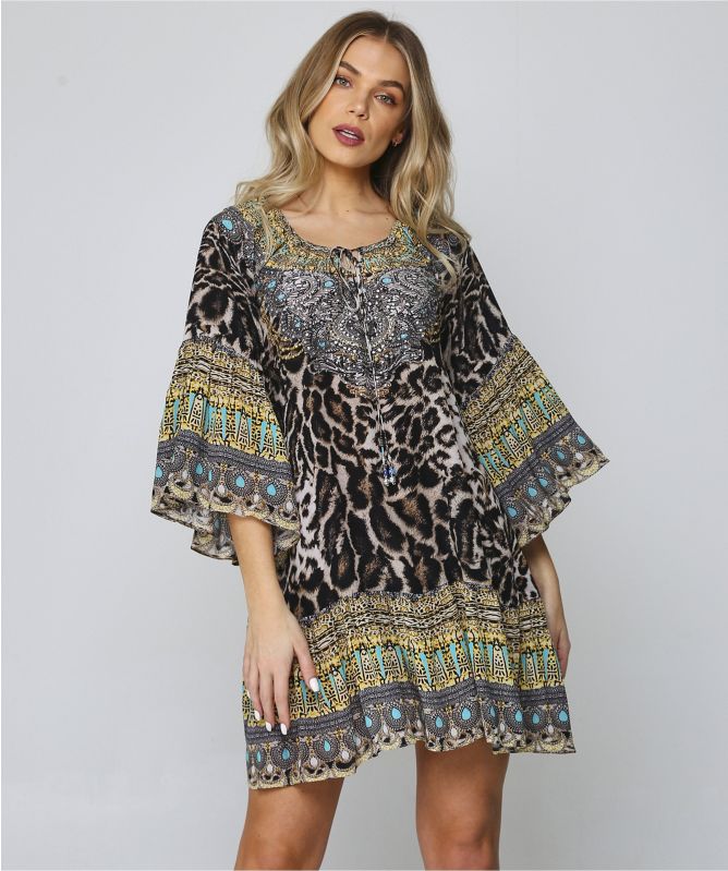 Inoa Brown Siberia Silk Gypsy Dress | Jules B