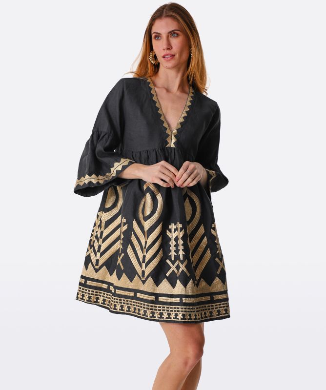 Greek Archaic Kori Linen Feather Dress | Jules B