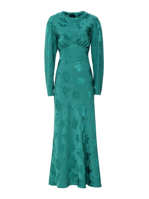RIXO Green Ginger Floral Jacquard Midi Dress | Jules B
