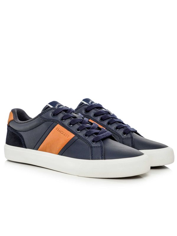 Hackett Navy Leather Blake Max Trainers