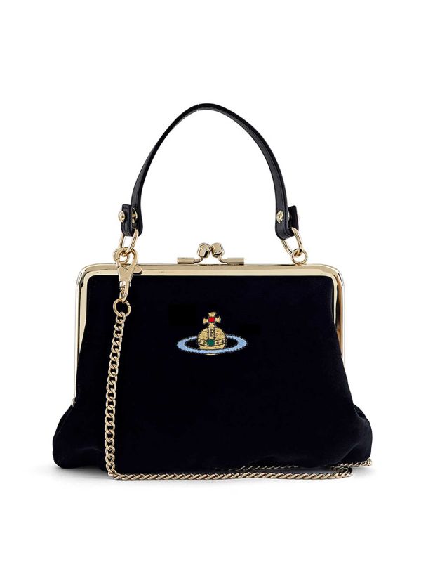 Vivienne Westwood Black Velvet Granny Frame Crossbody Bag | Jules B