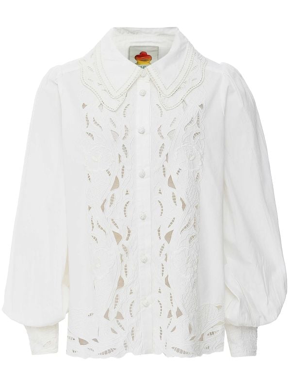 FARM Rio Embroidered Lace Smocked Cuff Shirt | Jules B