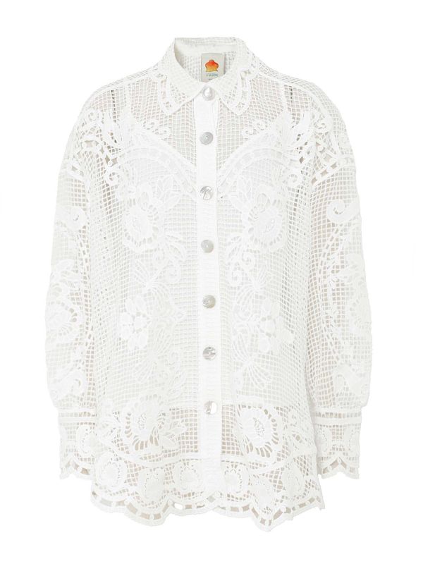 Farm Rio Swan Lake Guipure Shirt