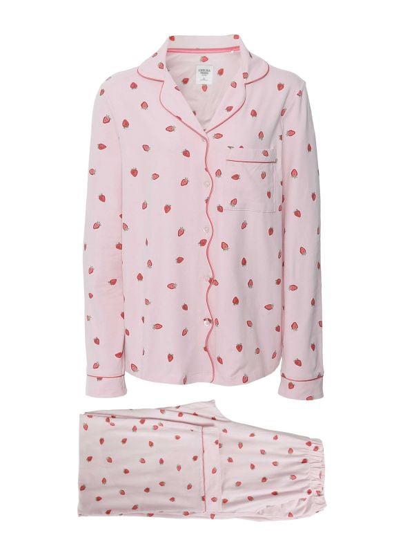 Chelsea Peers Ditsy Strawberry Long Pyjamas | Jules B