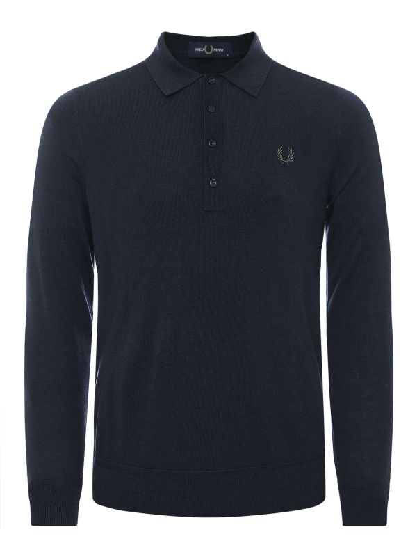Fred Perry Long Sleeve Fine Knit Polo Shirt