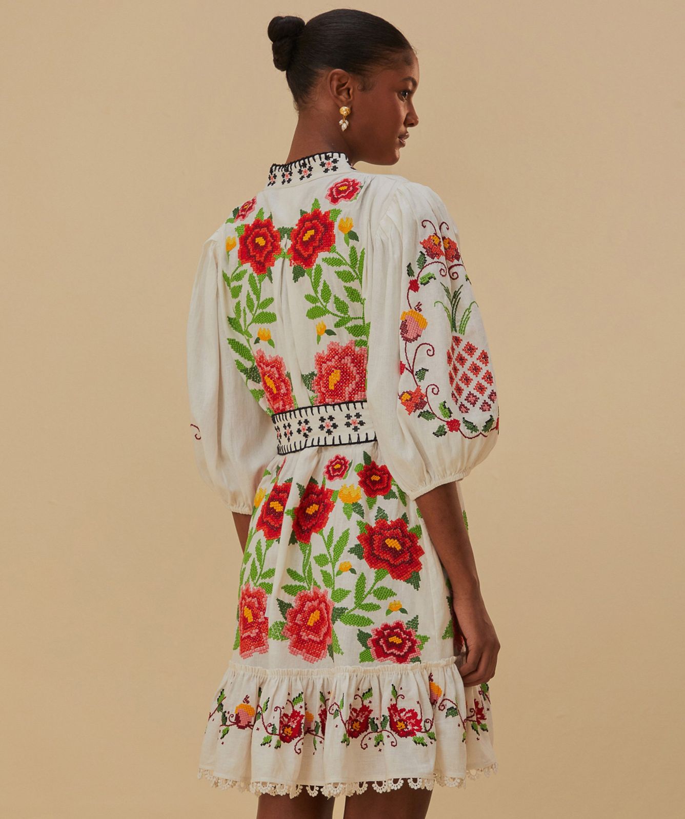 Farm Rio Embroidered Carmina Floral Mini Dress