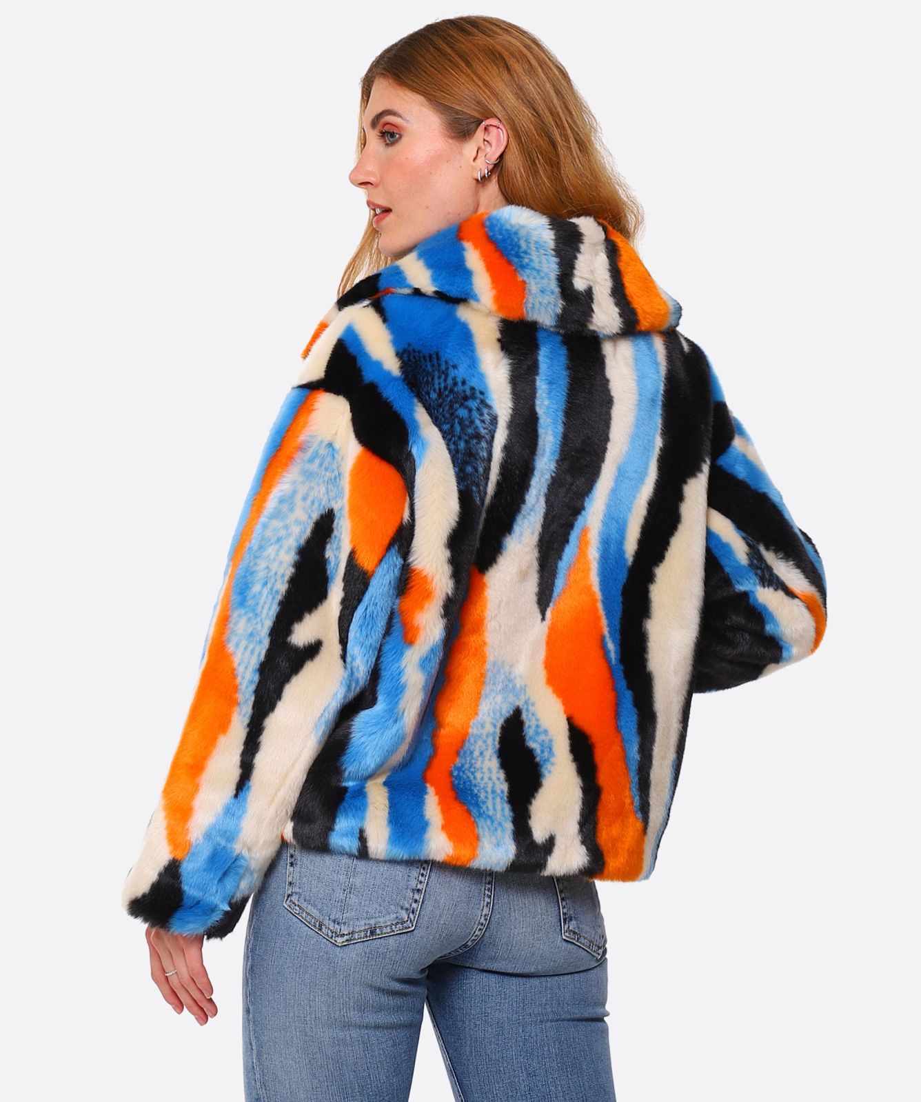 Jakke Traci Stripe Faux Fur Jacket | Jules B