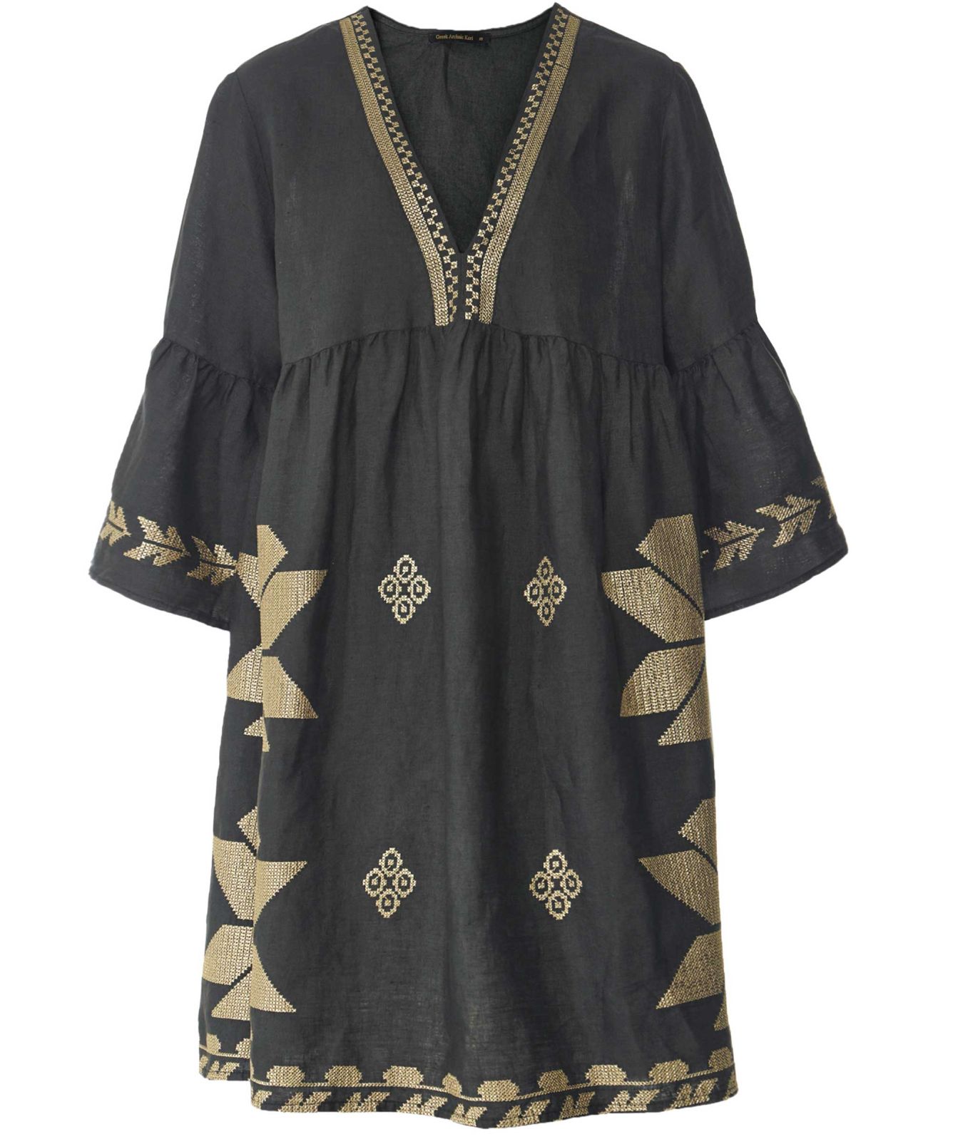 Greek Archaic Kori V-Neck Embroidered Tunic