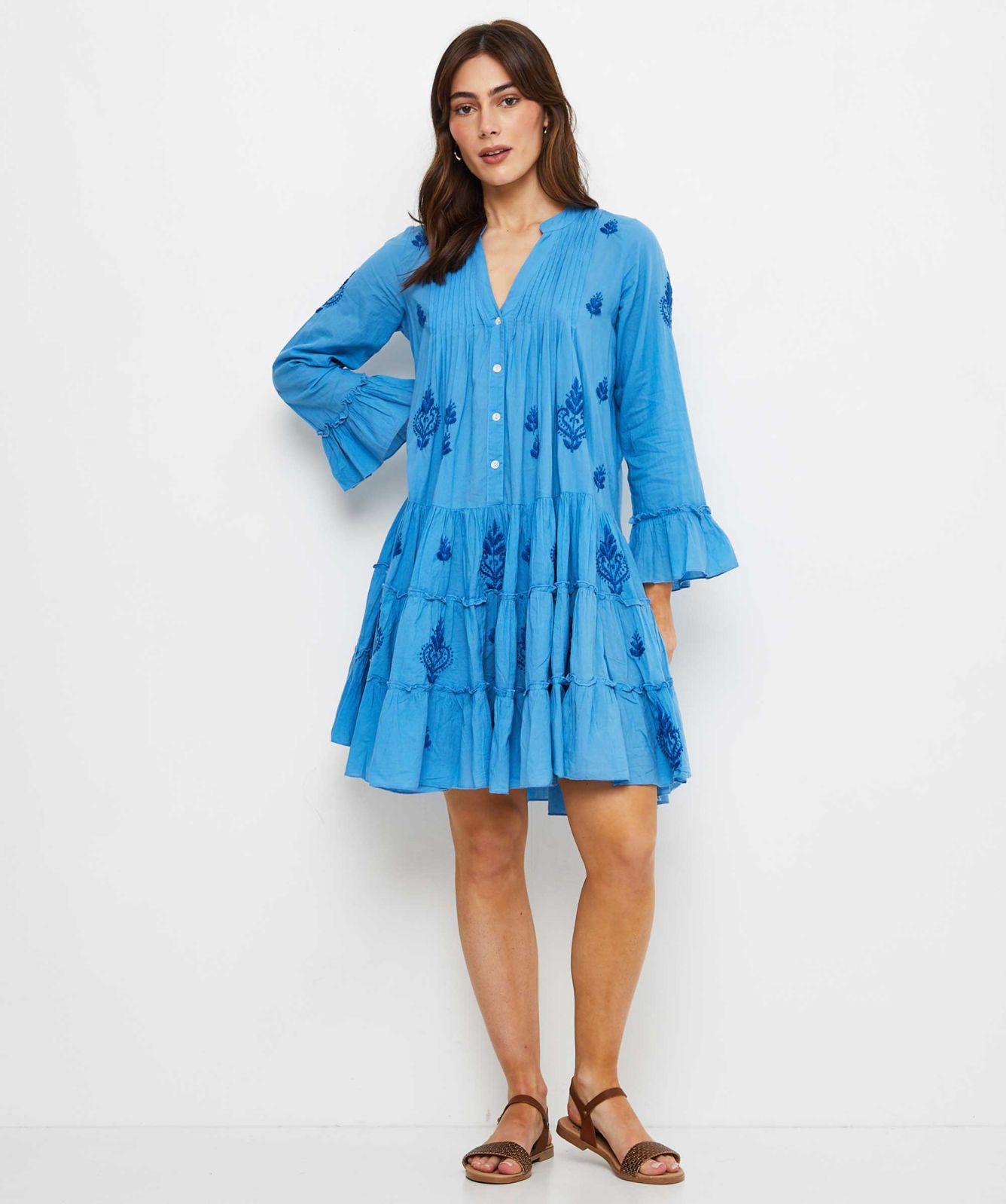 Handprint Dream Apparel Blue Embroidered Lobster Dress