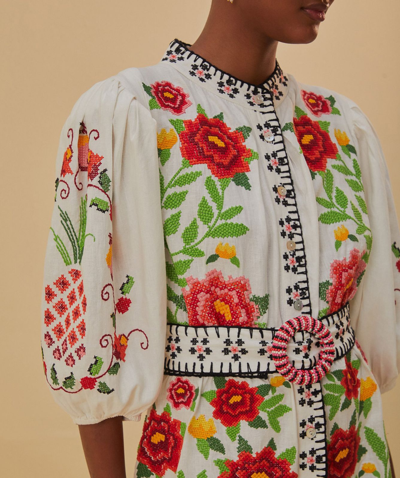 Farm Rio Embroidered Carmina Floral Mini Dress