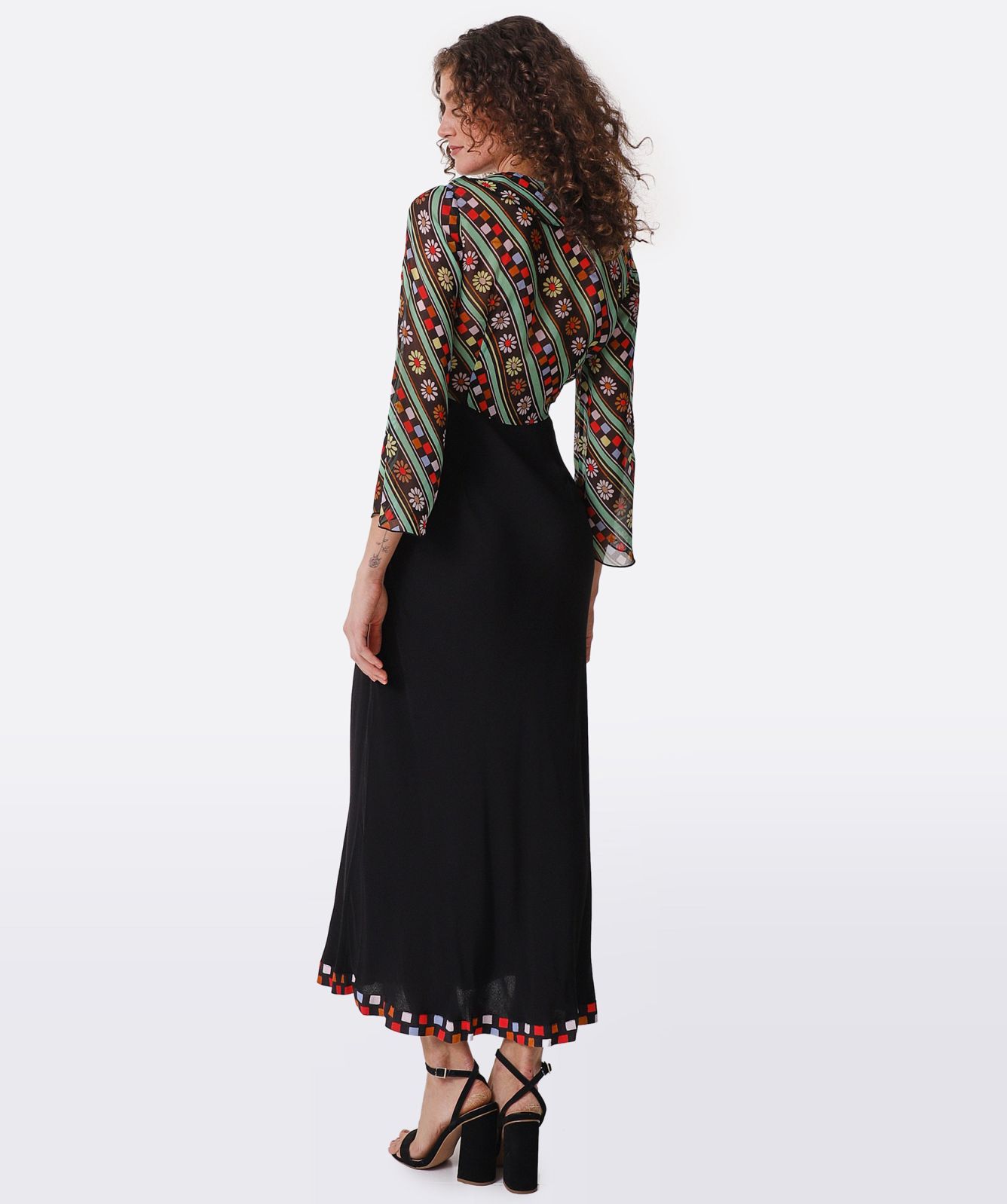 RIXO Lora 50s Stripe Collared Midi Dress | Jules B