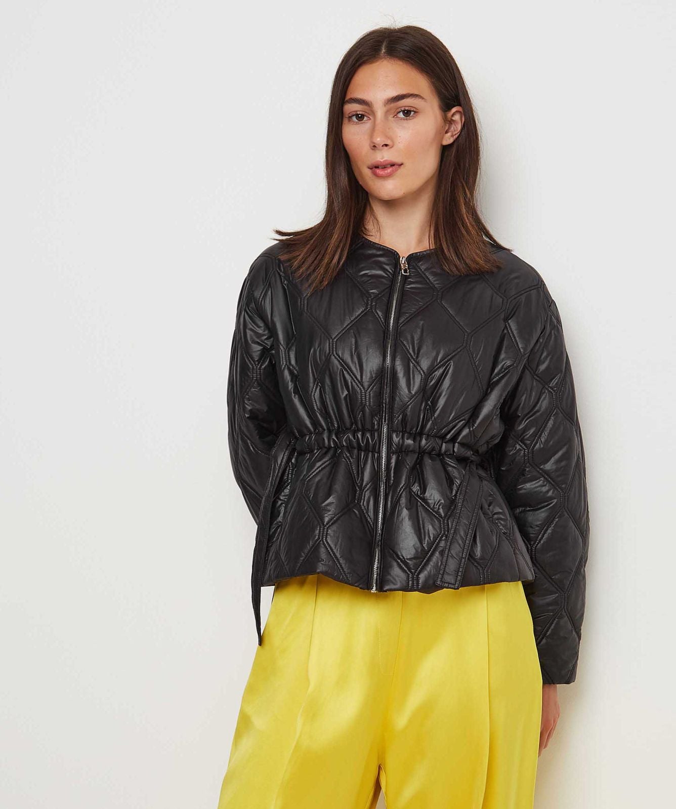 GANNI Black Shiny Quilted Jacket | Jules B